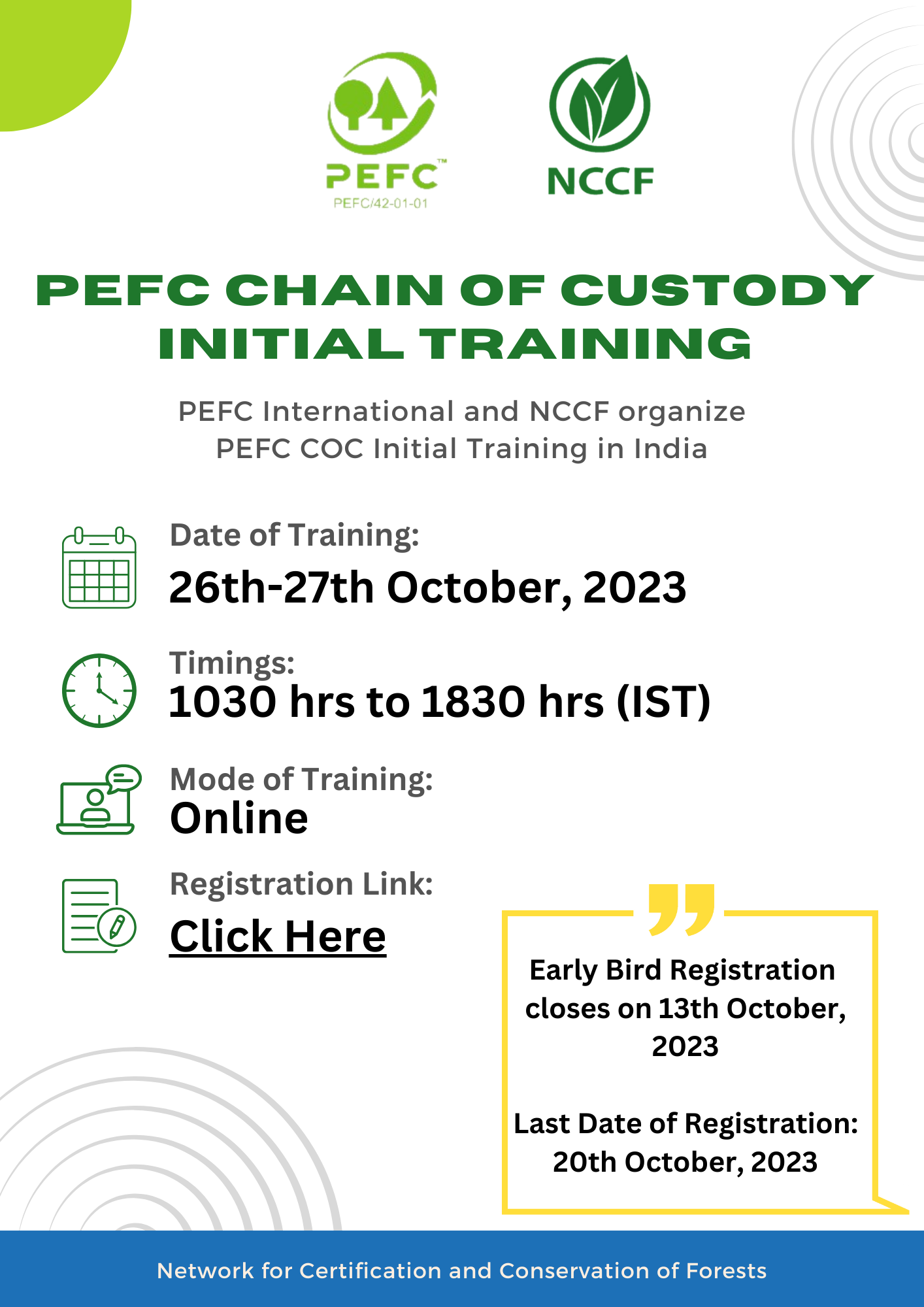 PEFC Chain of Custody Auditor Initial Training 2023