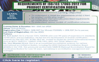 NCCF is organizing training on ISO 17065:2012